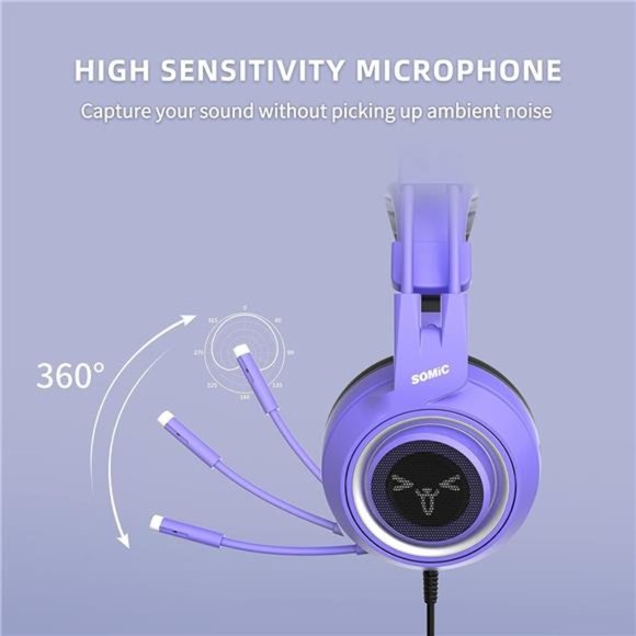 Headphones | Purple Stereo Gaming Headset With Mic For Ps4ps5 Xbox ...